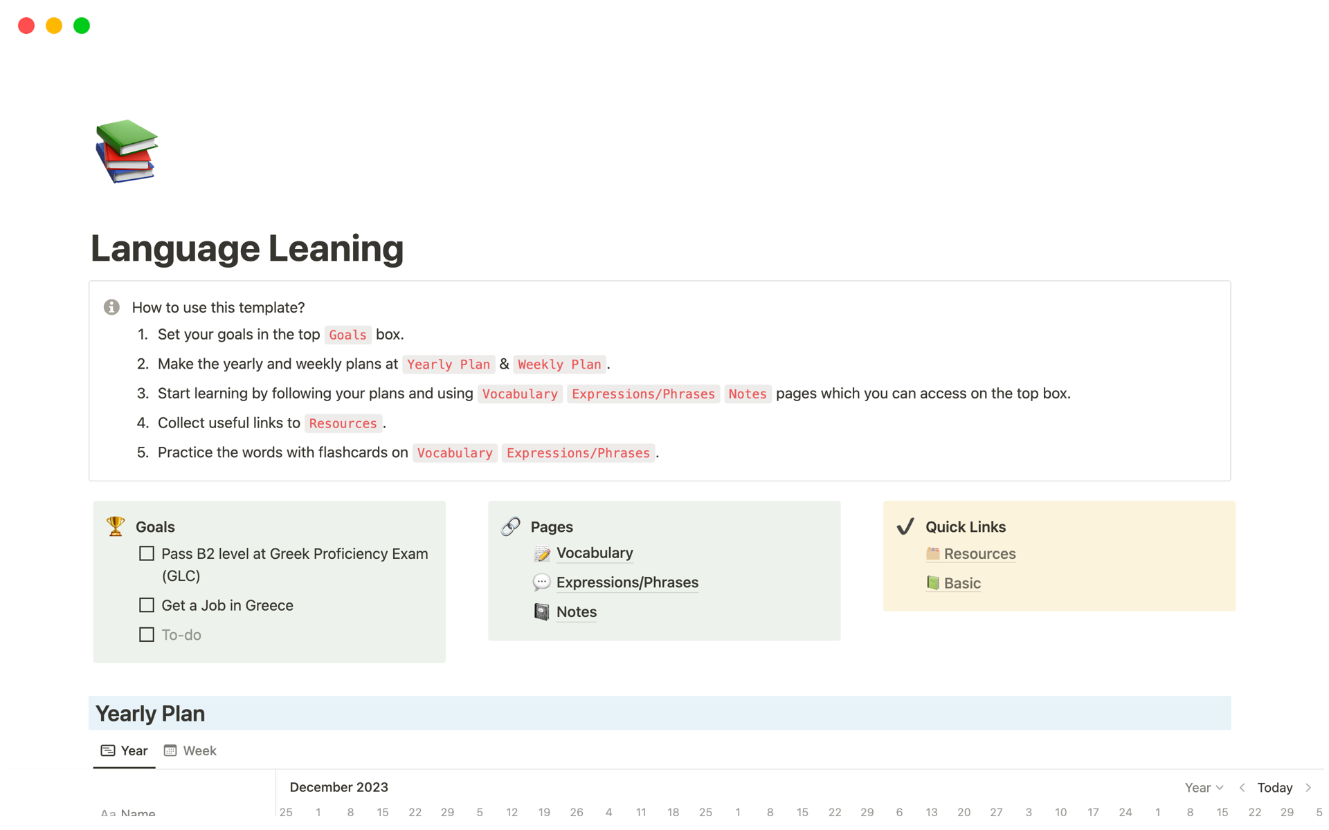 Language Learning Hub | Notion Template Language Learning Hub | Notion Template