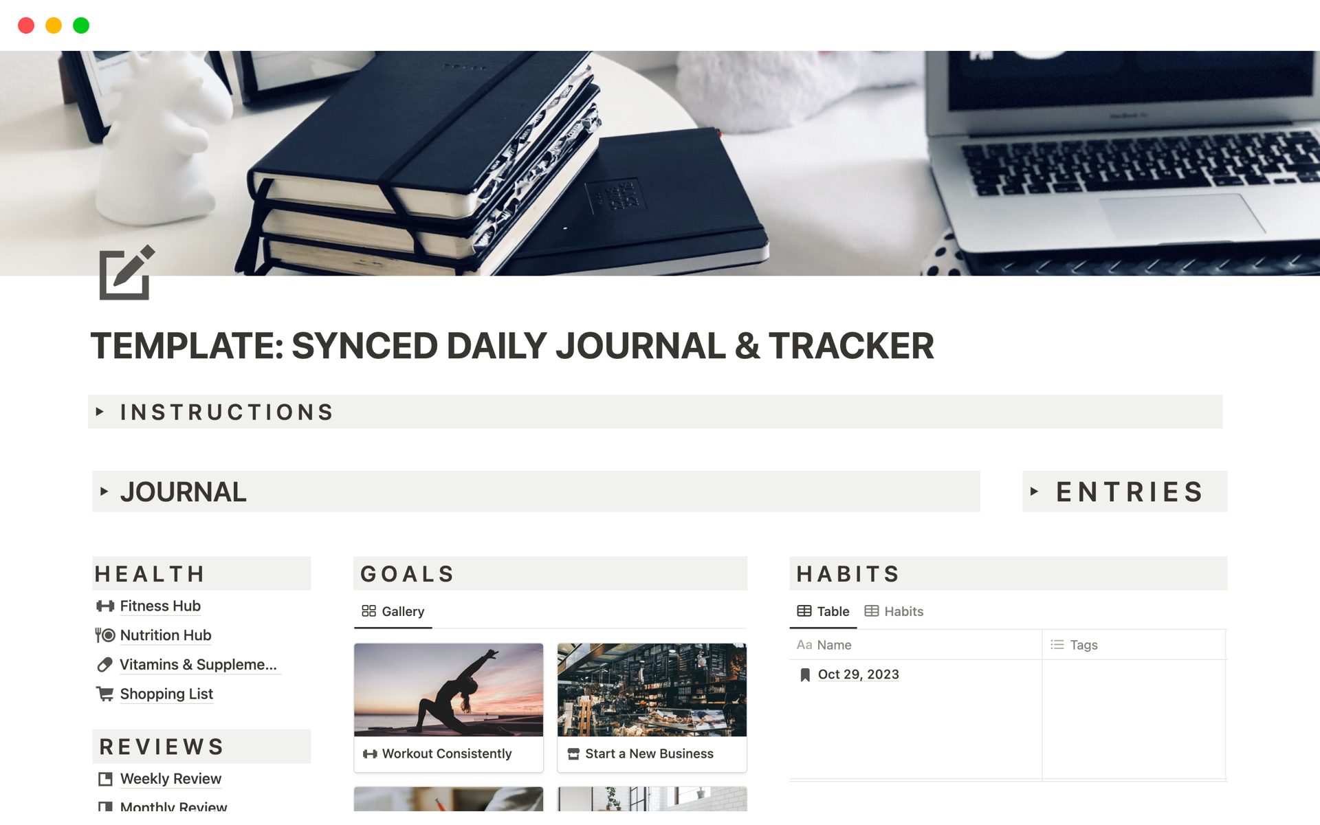 SYNCED DAILY JOURNAL & TRACKER | Notion Template