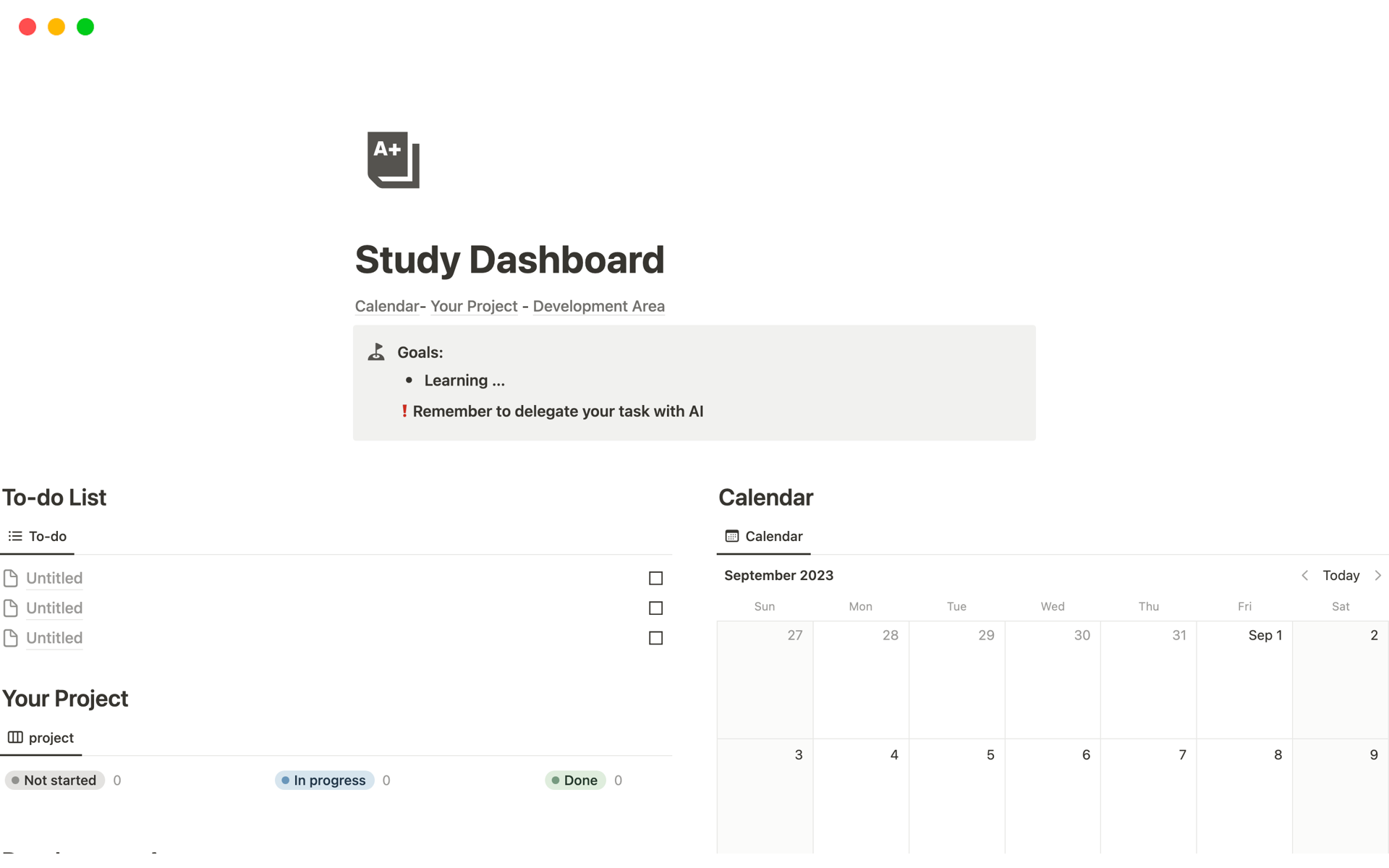 Study Dashboard | Notion Template