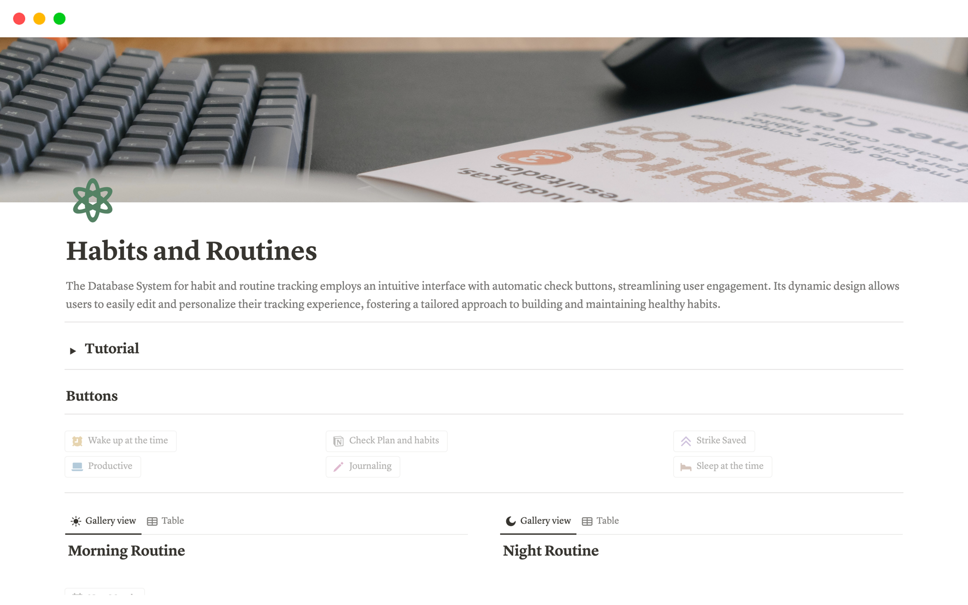 Habits And Routines Notion Template