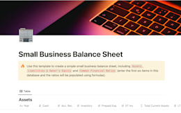 Small Business Balance Sheet Template Notion Template