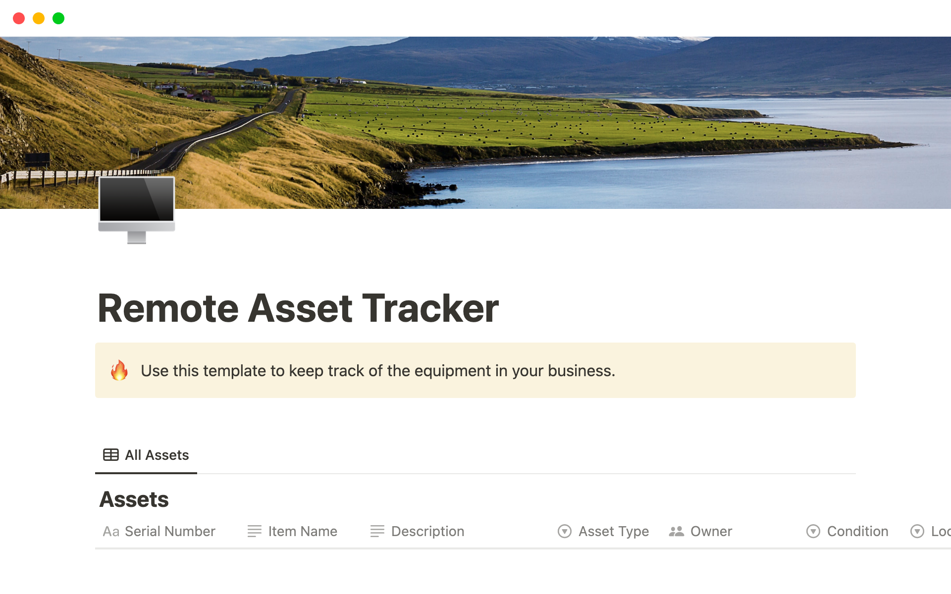 Remote Asset Tracker | Notion Template