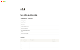 Meeting Agenda Template Notion Template