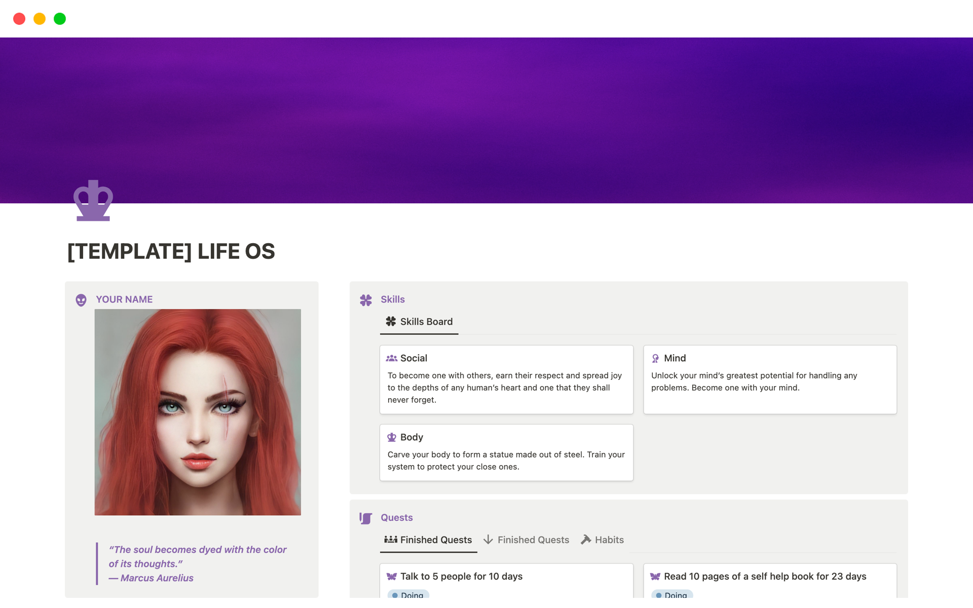 Life Os Notion Template