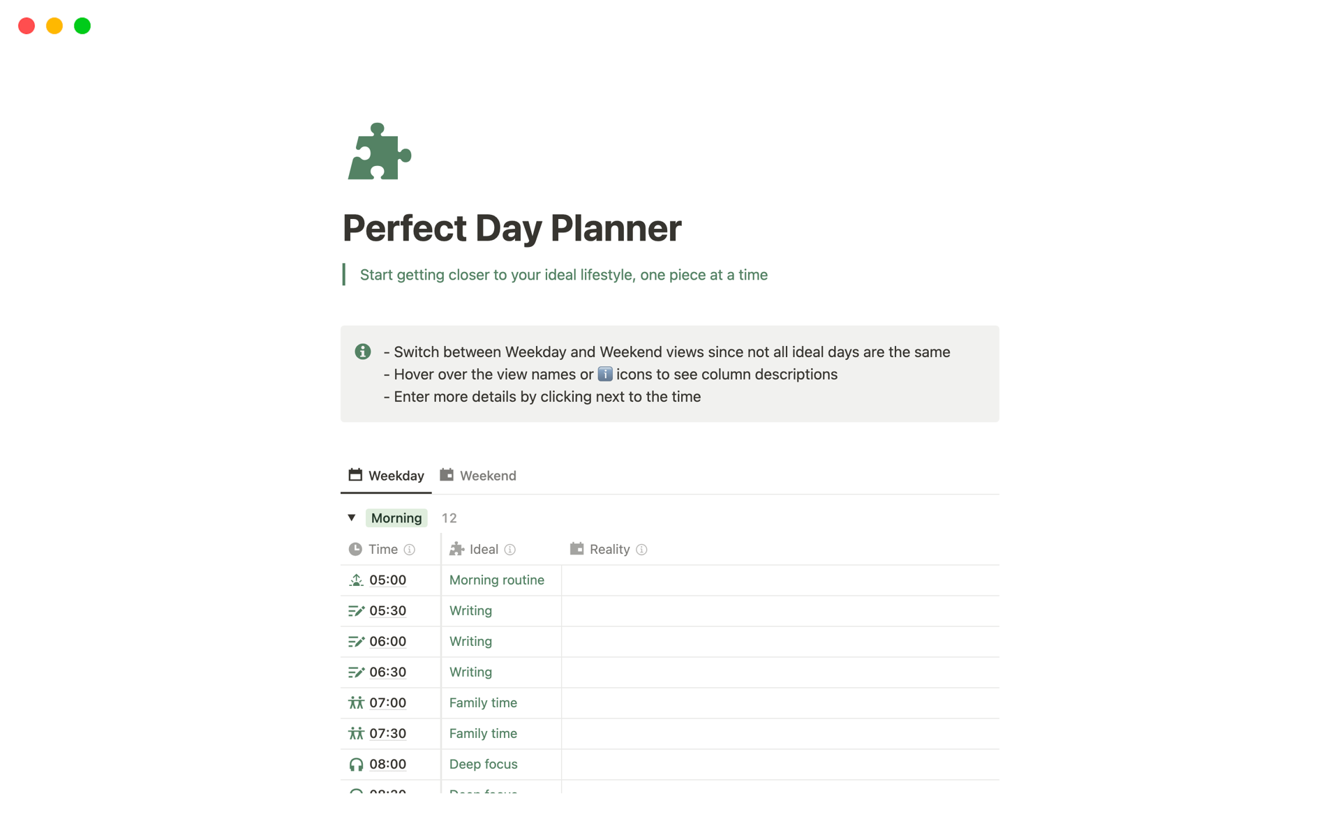 Perfect Day Planner | Notion Template