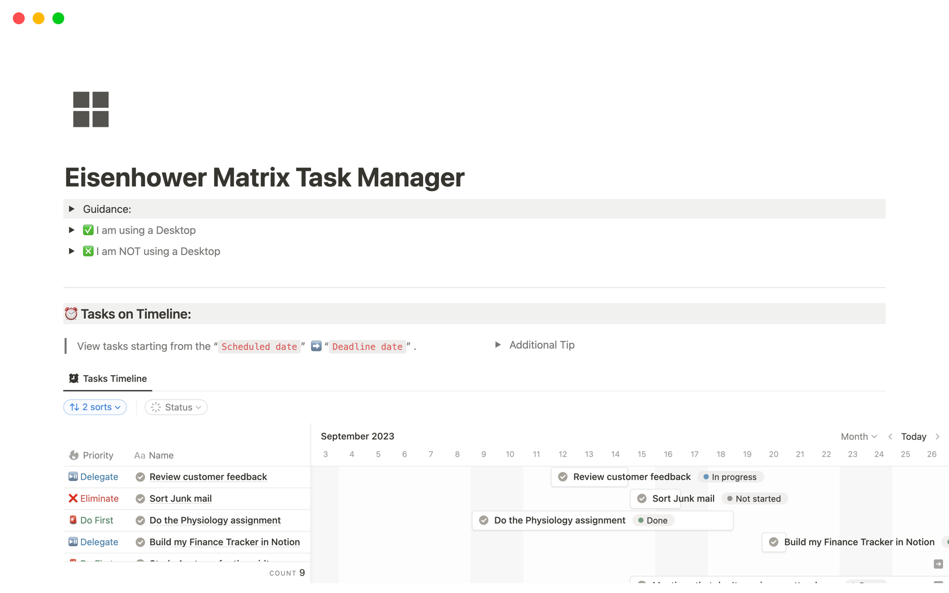Eisenhower Matrix Task Manager | Notion Template Eisenhower Matrix Task Manager | Notion Template