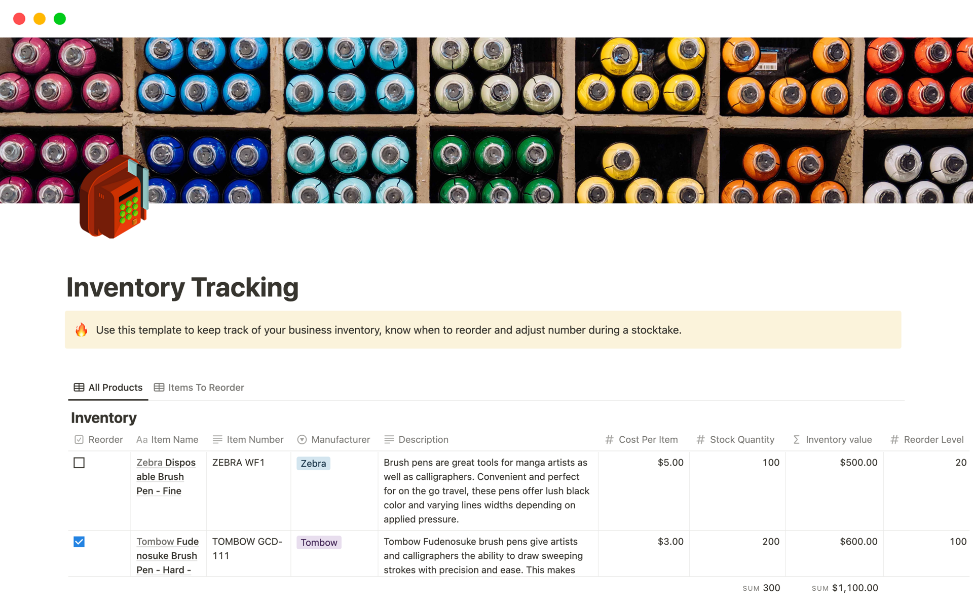 Inventory Manager | Notion Template
