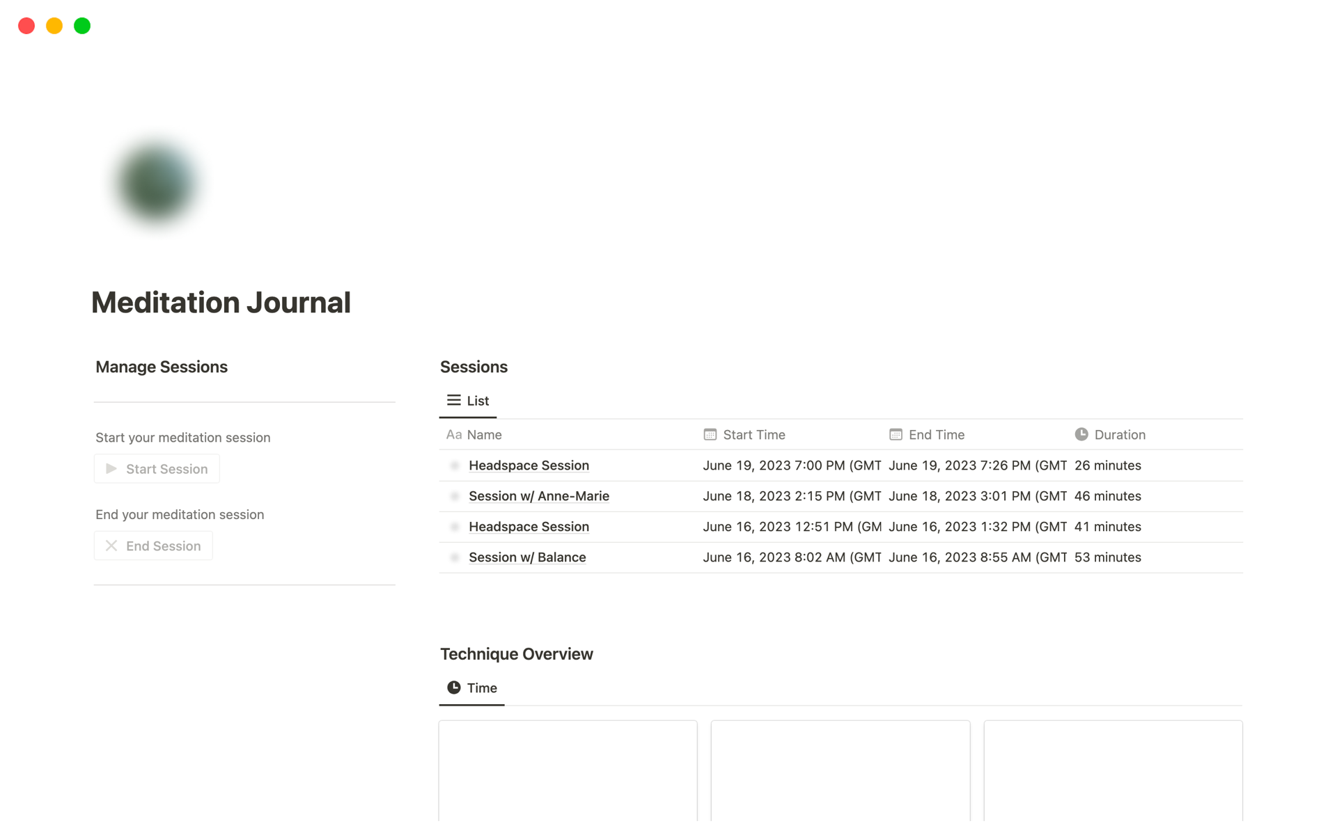 Meditation Journal | Notion Template