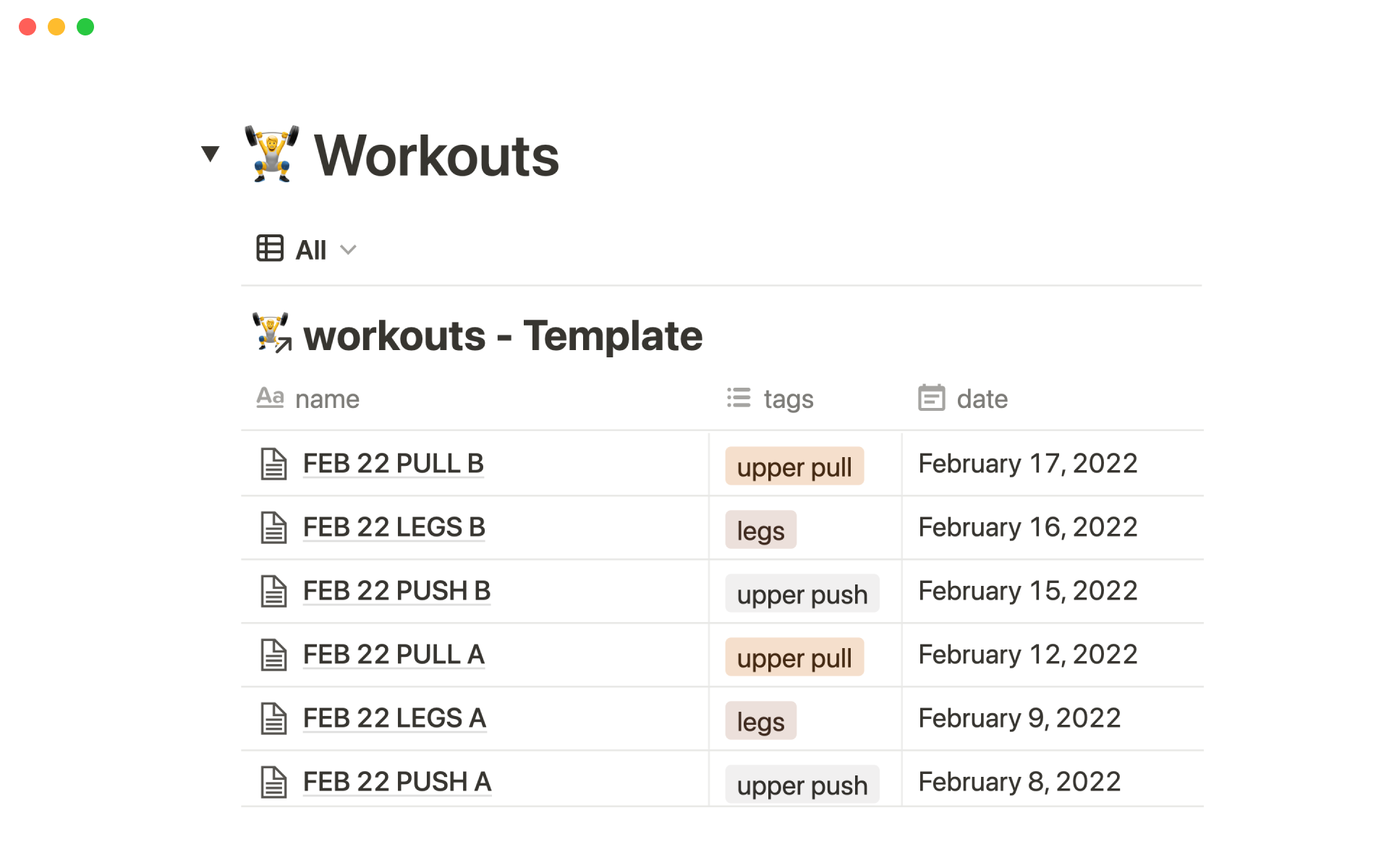 Fitness planner | Notion Template