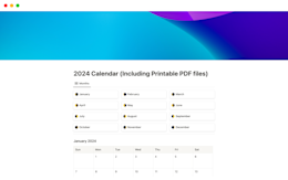 2024 Calendar Template Blank And Printable PDFs Notion Template