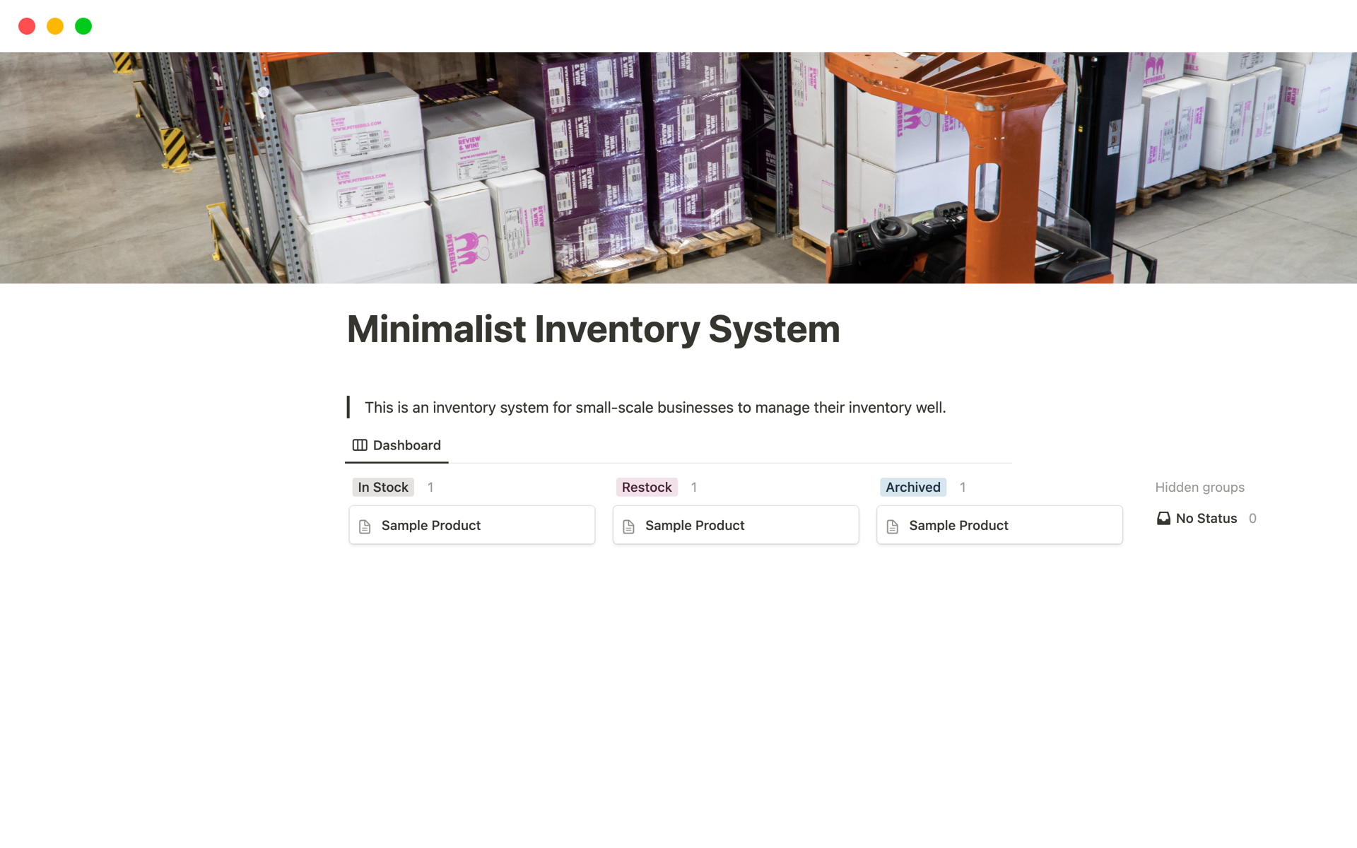 Minimalist Inventory System | Notion Template