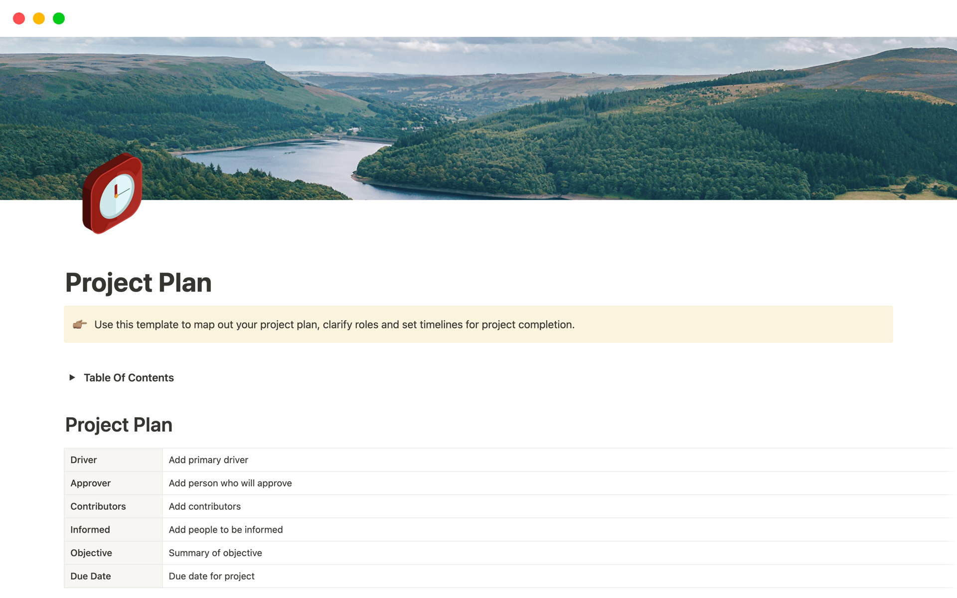 Project Completion Timeline Template