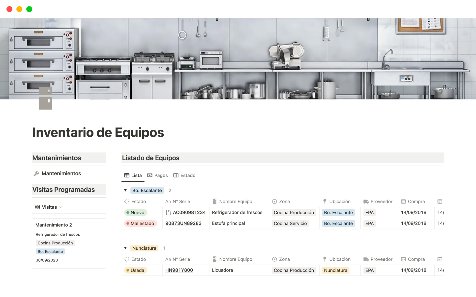 Inventario de Equipos | Plantilla de Notion