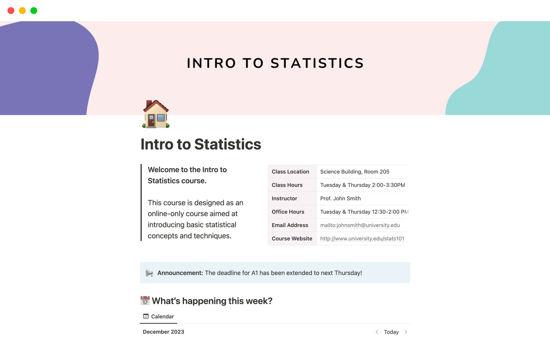 Online Course Homepage | Notion Template
