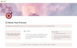 12 Week Year Planner Notion 