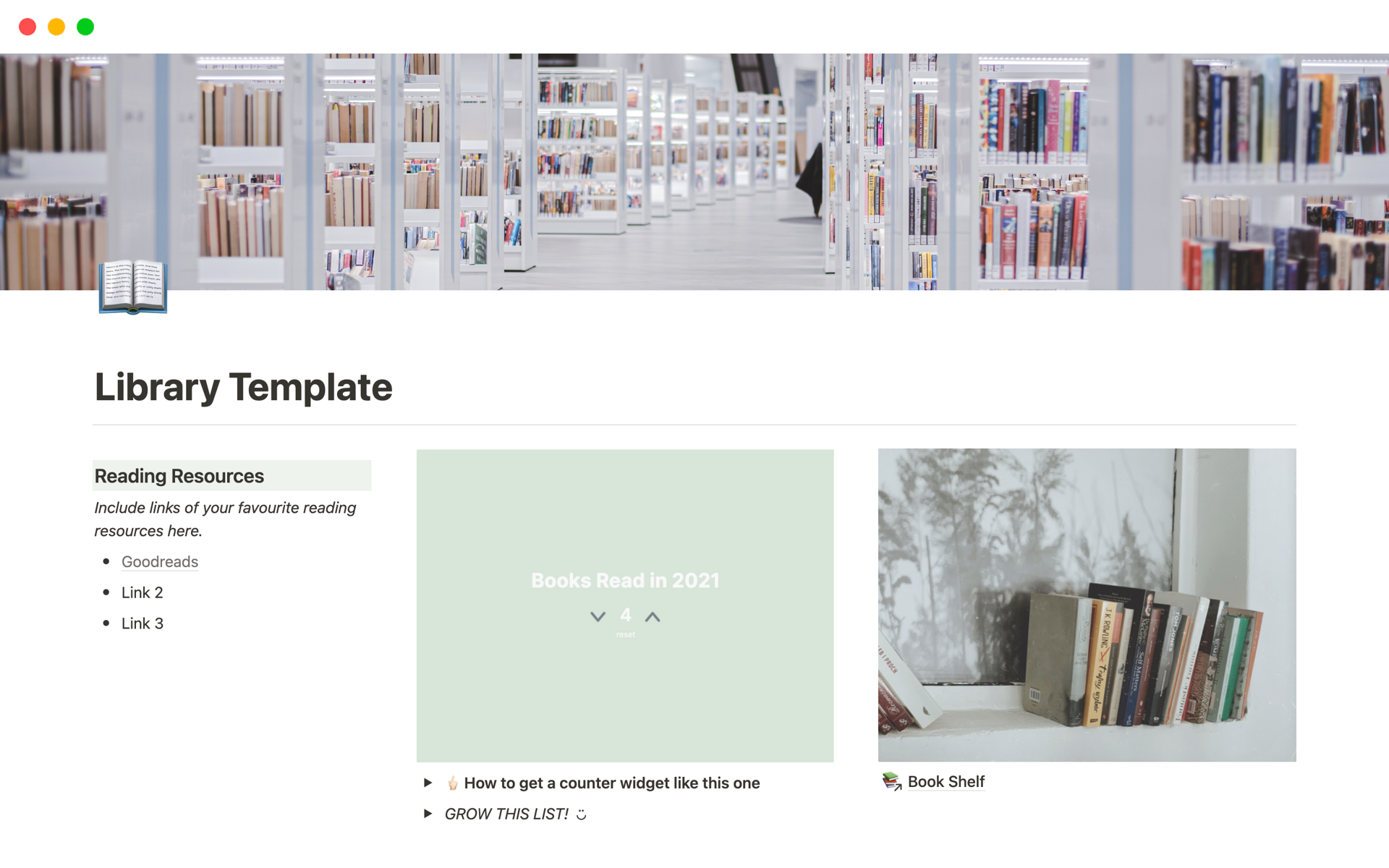 Library - Reading Tracker | Notion Template