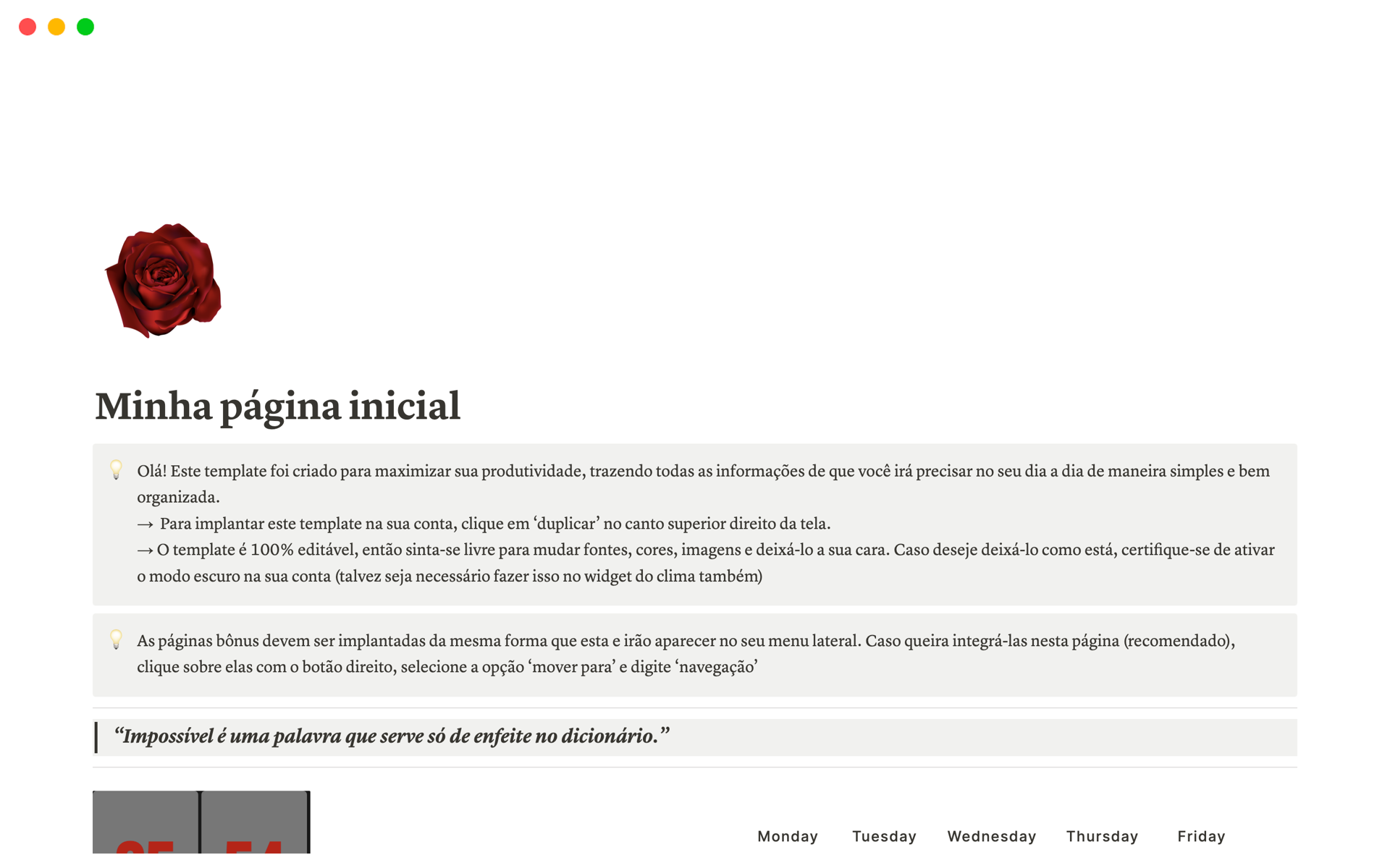 Minha página inicial | Plantilla de Notion