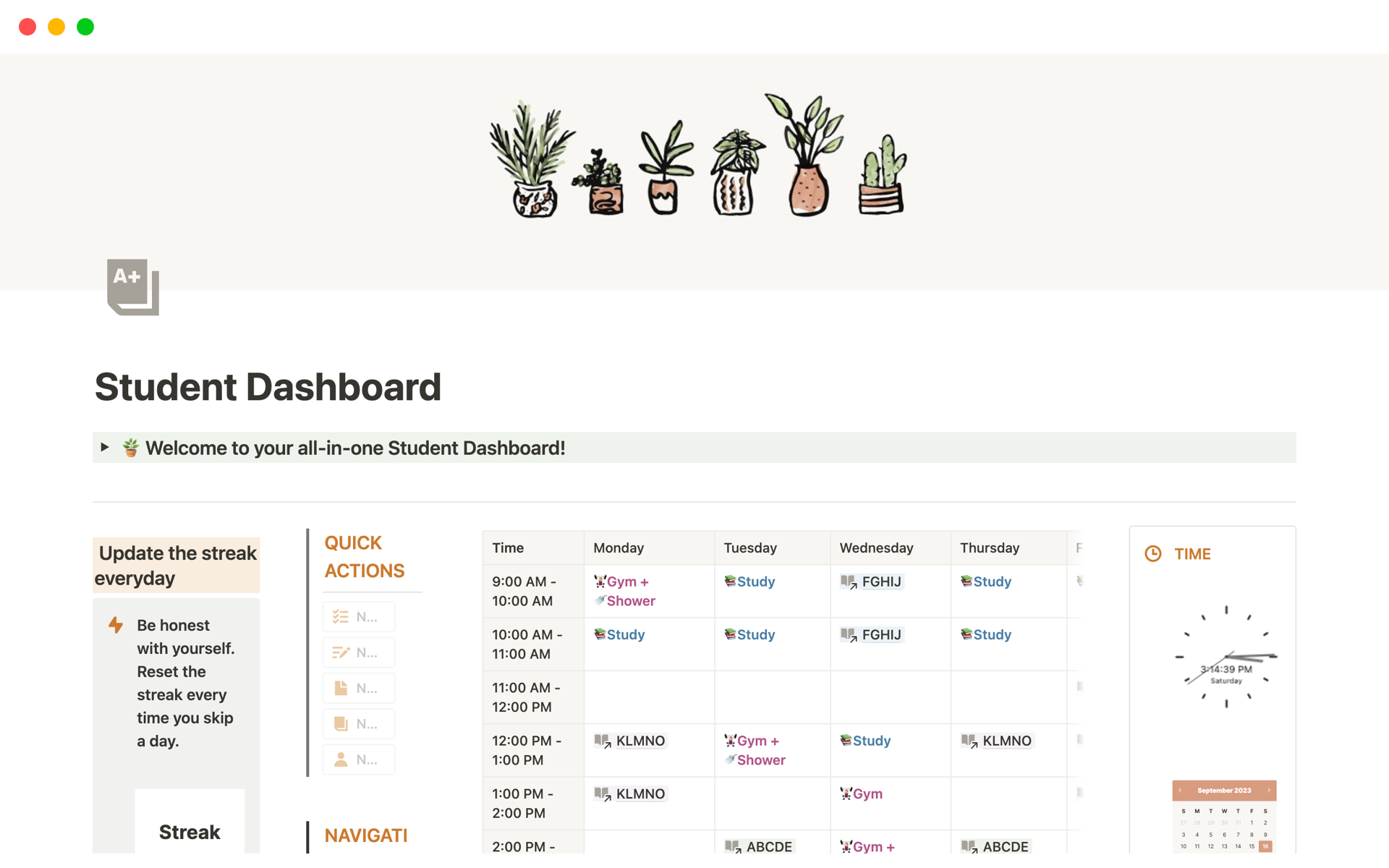 All-in-One Student Dashboard | Notion Template