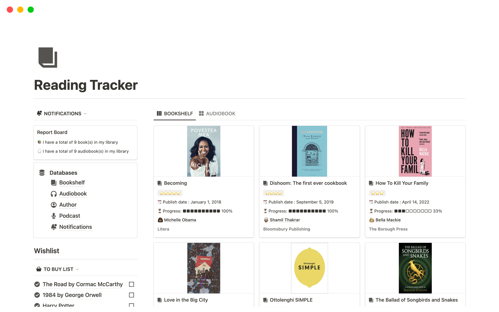 Reading Tracker | Notion Template