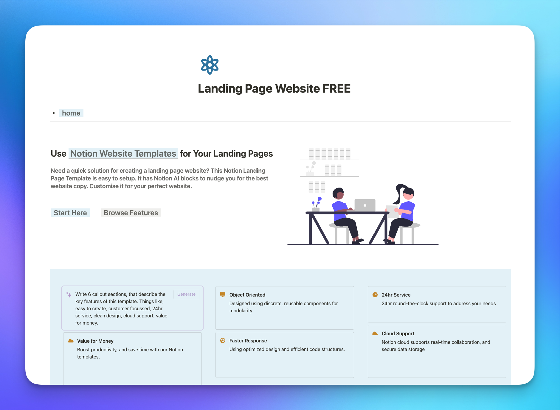 Landing Page Website Template | Notion Marketplace
