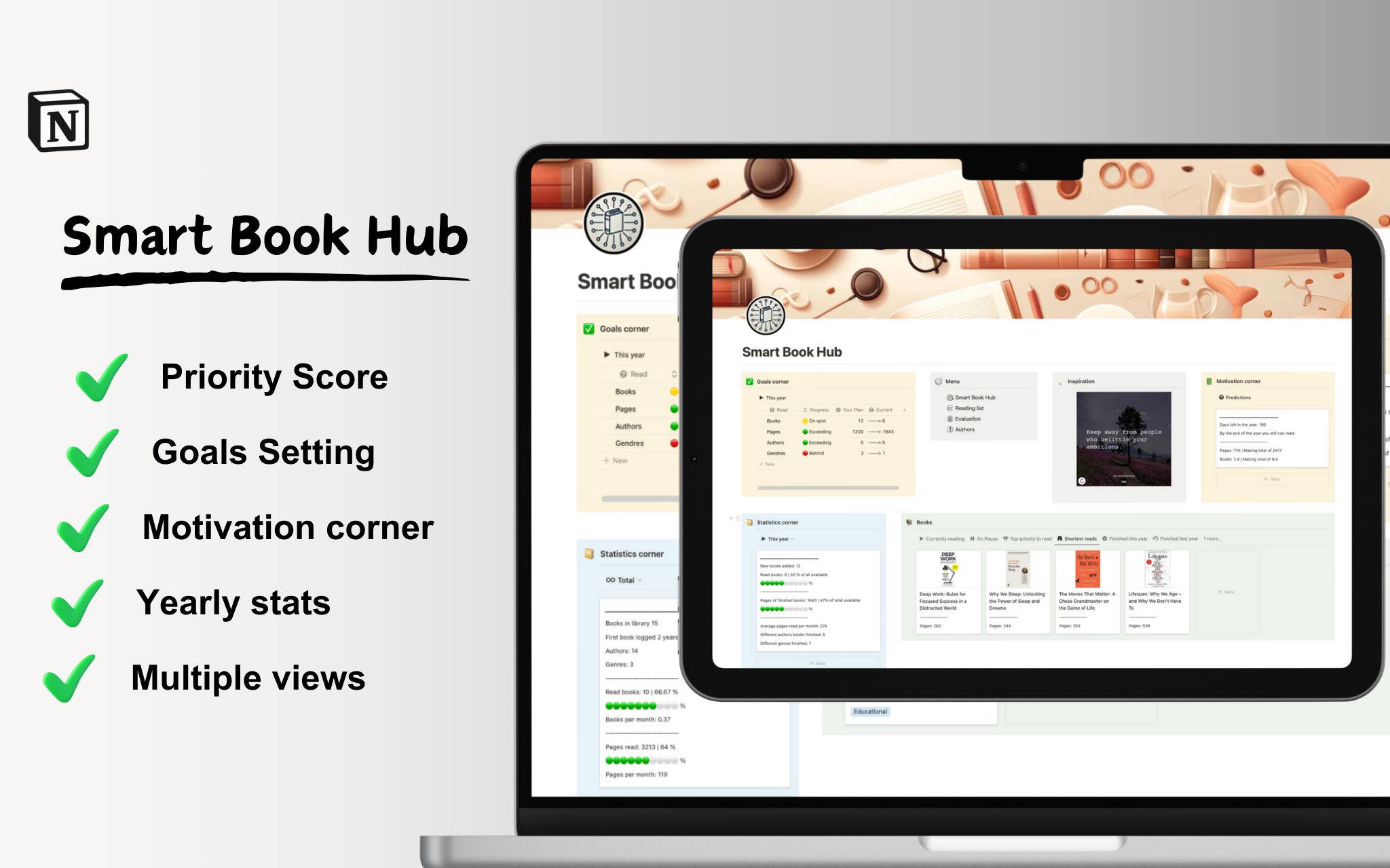 Smart Book Hub by Insights for Superior Life | Notion Template