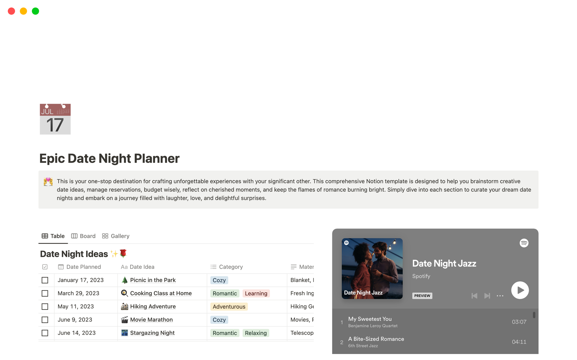 Epic Date Night Planner Template By Idea Palette Notion Marketplace