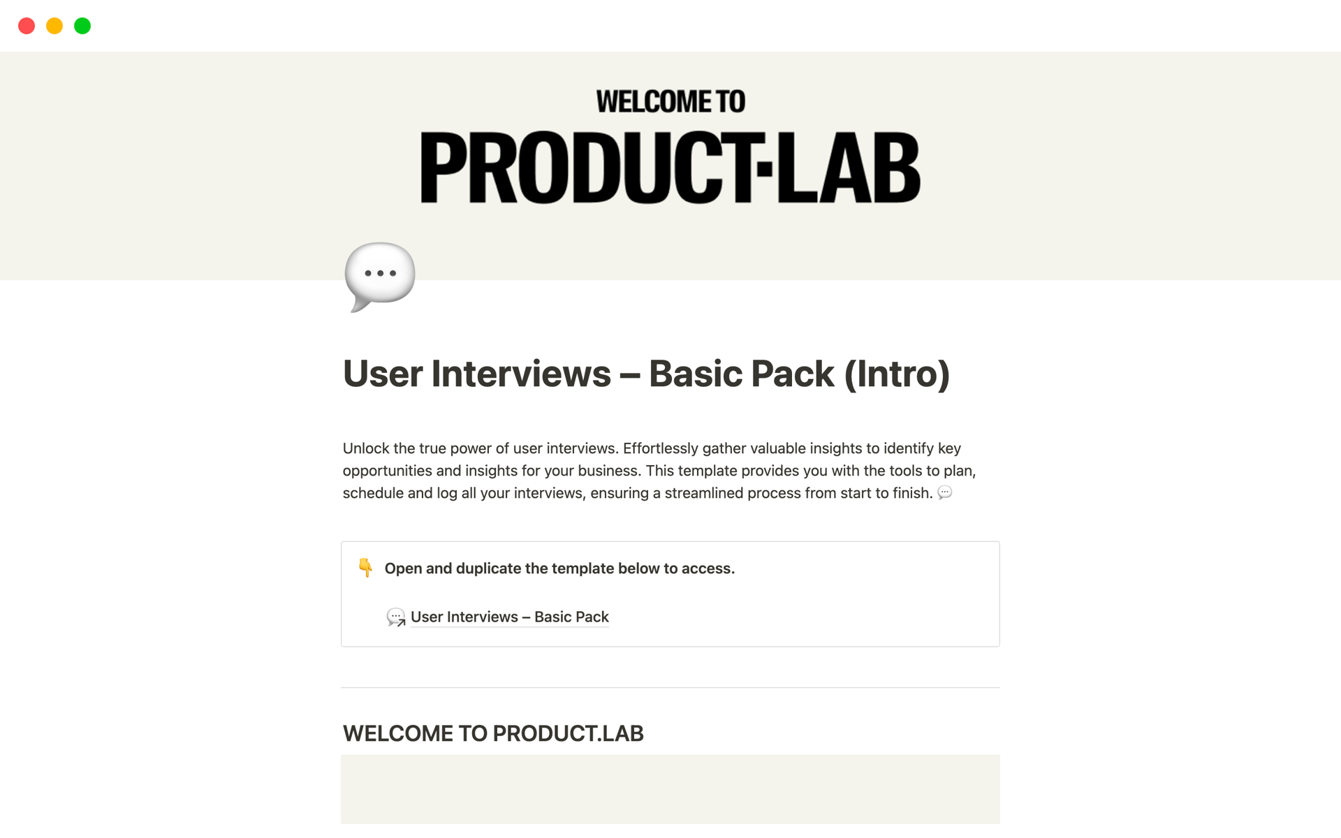 User Interviews – Basic Pack (Intro) Template | Notion Marketplace