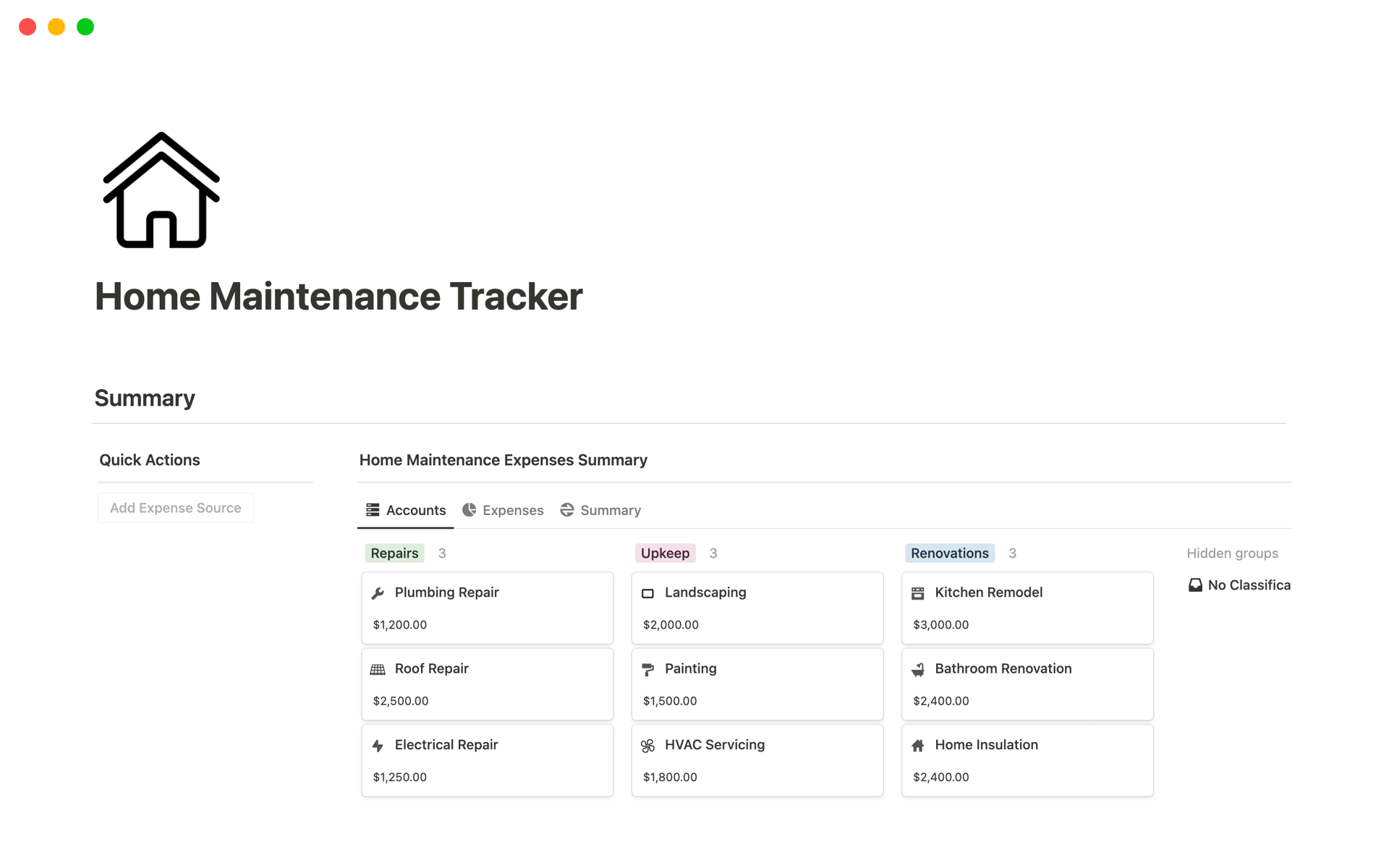 Home Maintenance Tracker Template by theaccountantguy | FinanceGuy ...