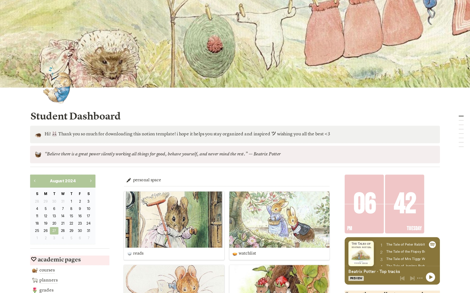 Student Dashboard by matchasiren | Notion Template