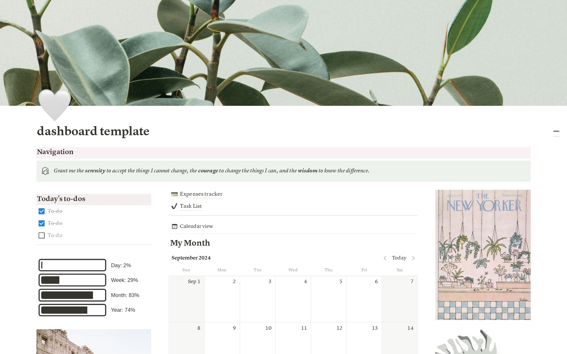 Personal Dashboard Template By Mary Elise Notion Marketplace