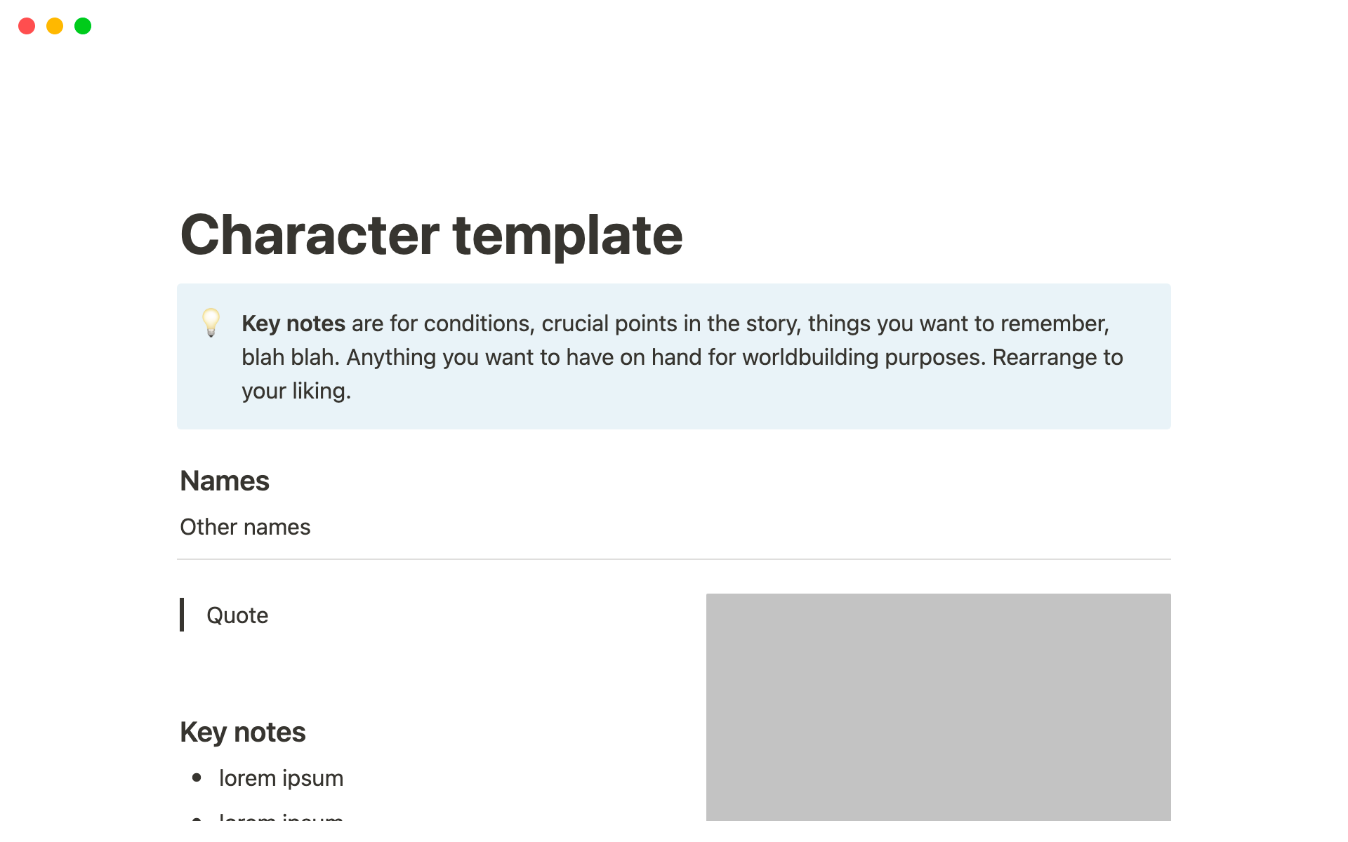 Character sheet Template by Weronika | Notion Marketplace