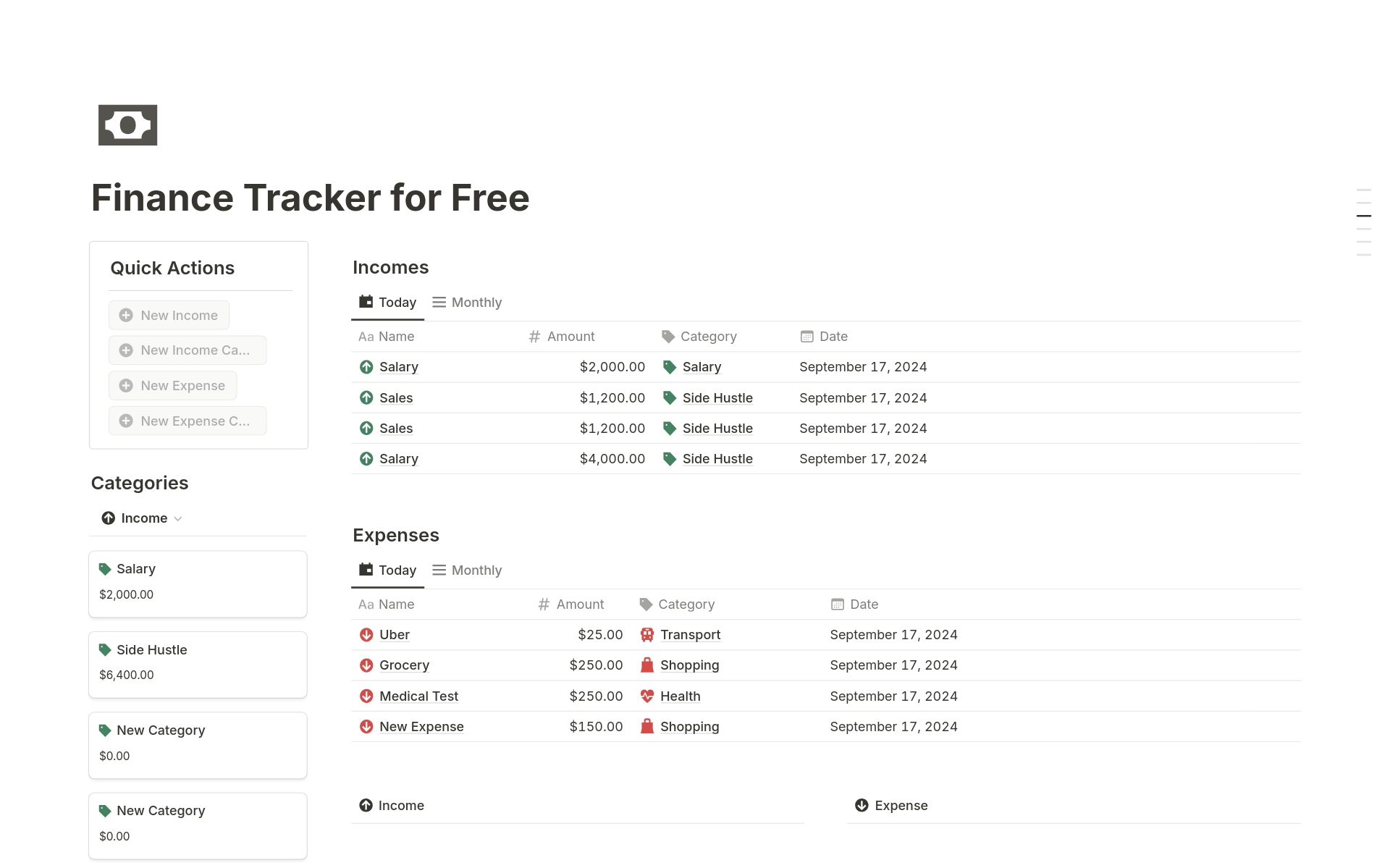 Finance Tracker | Notion Template