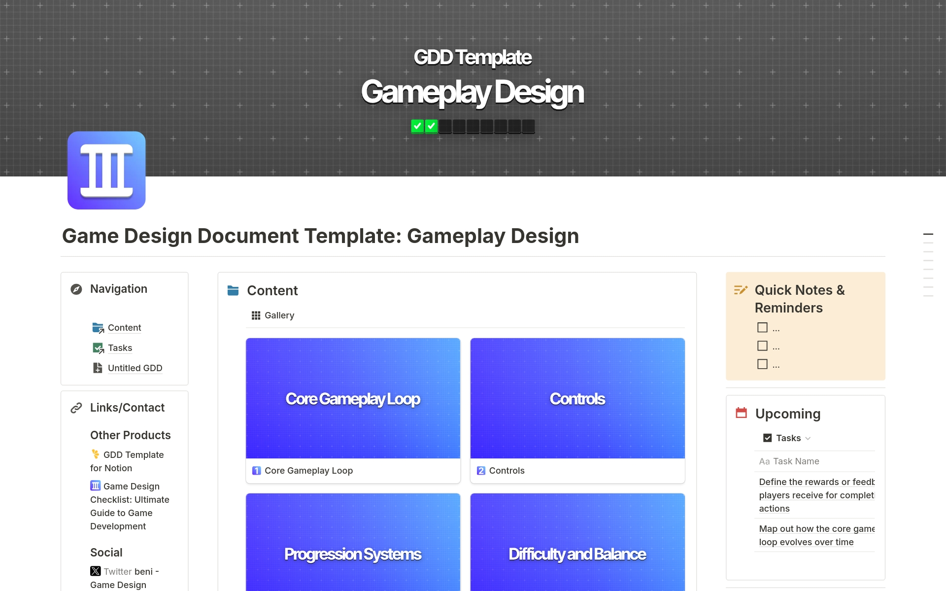 Game Design Document: Gameplay Design Template | Notion Marketplace