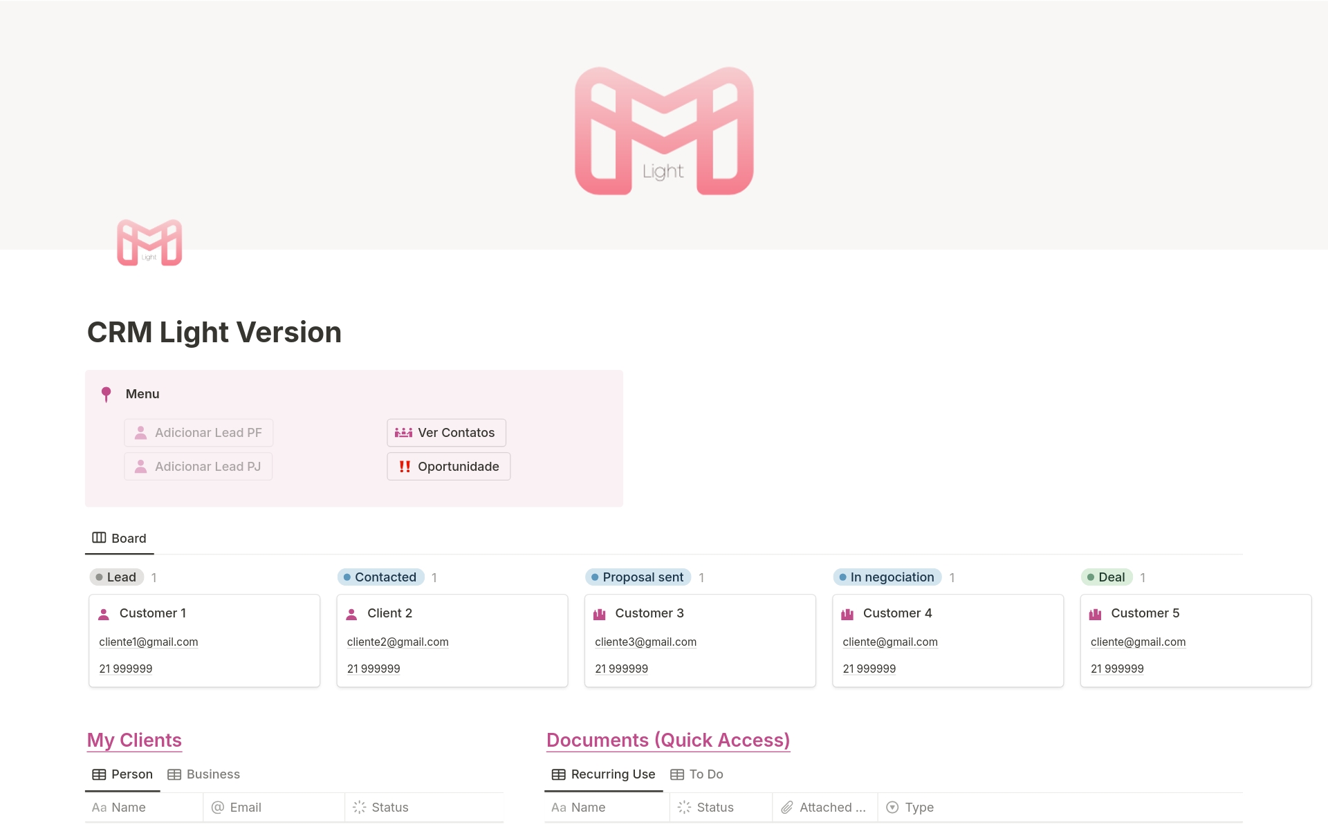 Simple CRM | Notion Template