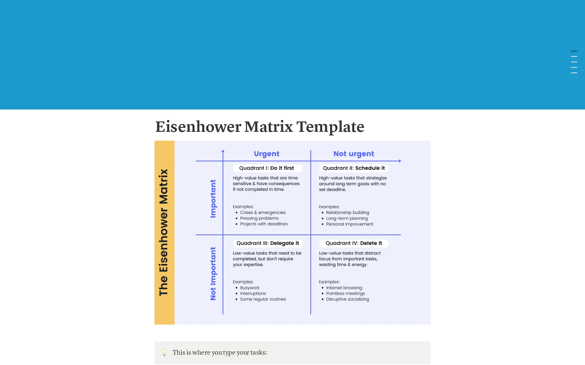 Eisenhower Matrix Template by Sir Henry James | Notion Marketplace