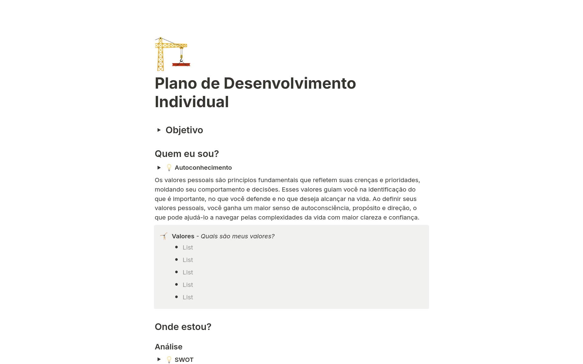 Modelo Plano de Desenvolvimento Individual | Marketplace do Notion