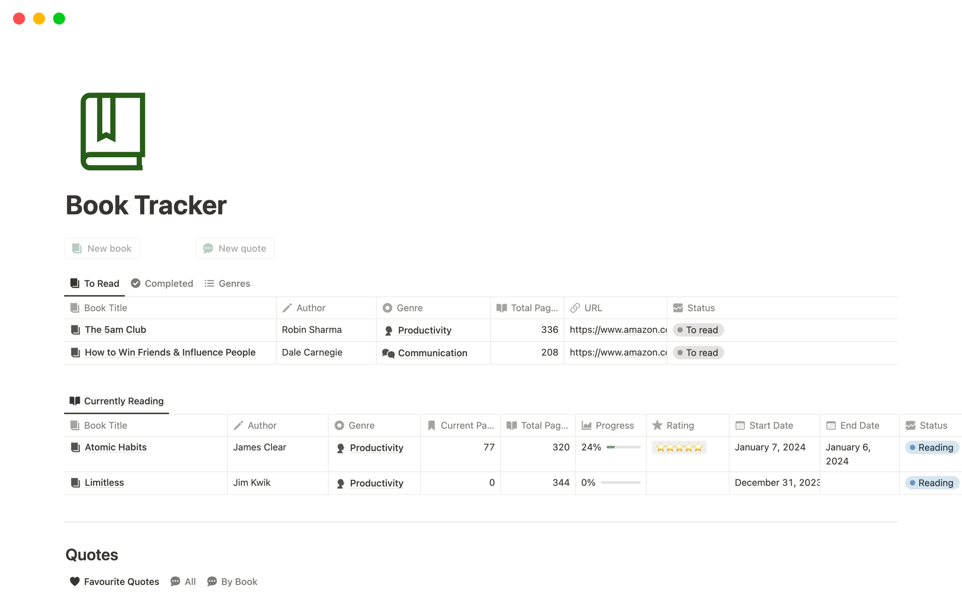 Book Tracker │ Reading Tracker Template by FocusWhale | Notion Marketplace
