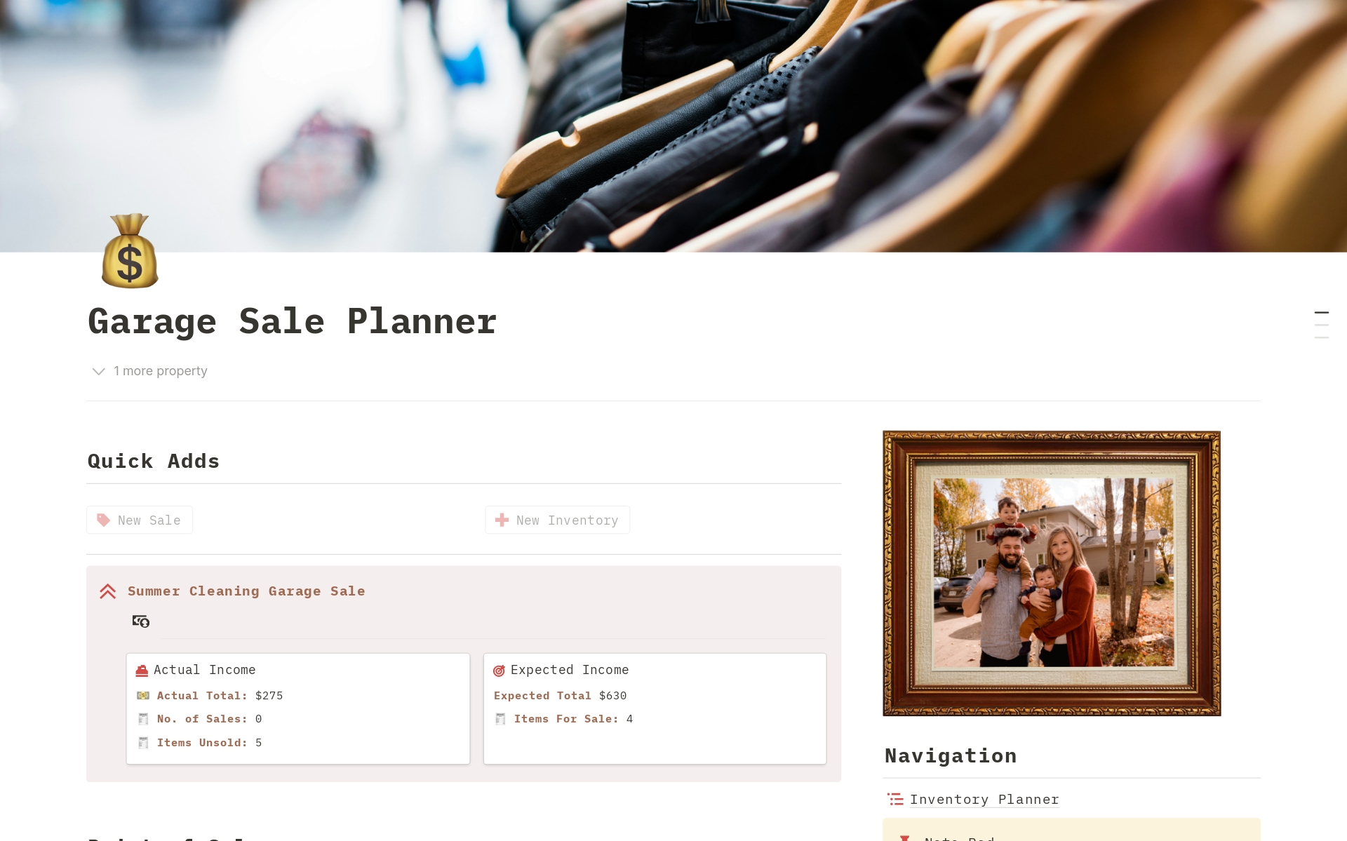 Garage Sale Finance Tracker & Inventory Planner Template | Notion ...