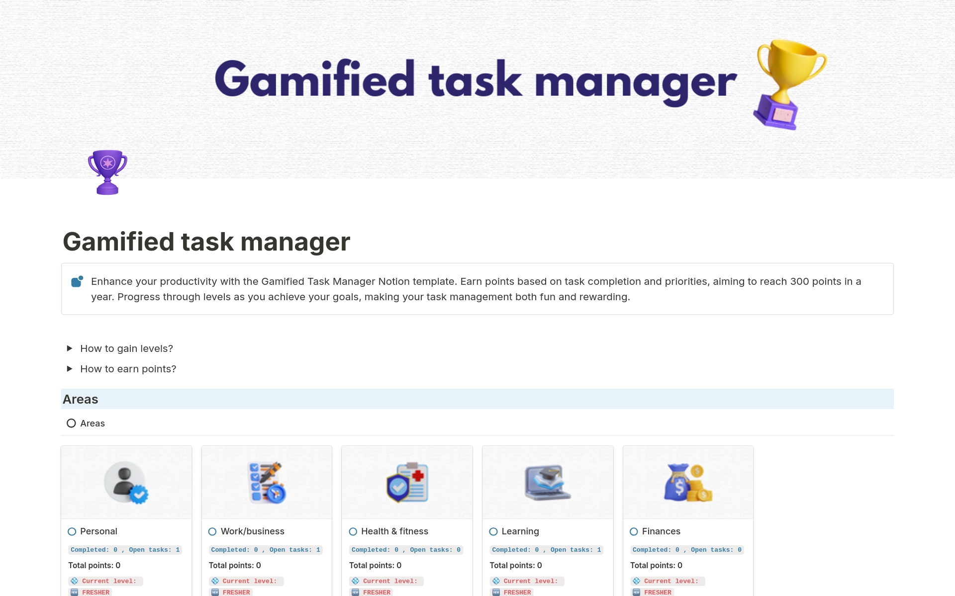 Gamified task manager Template | Notion Marketplace