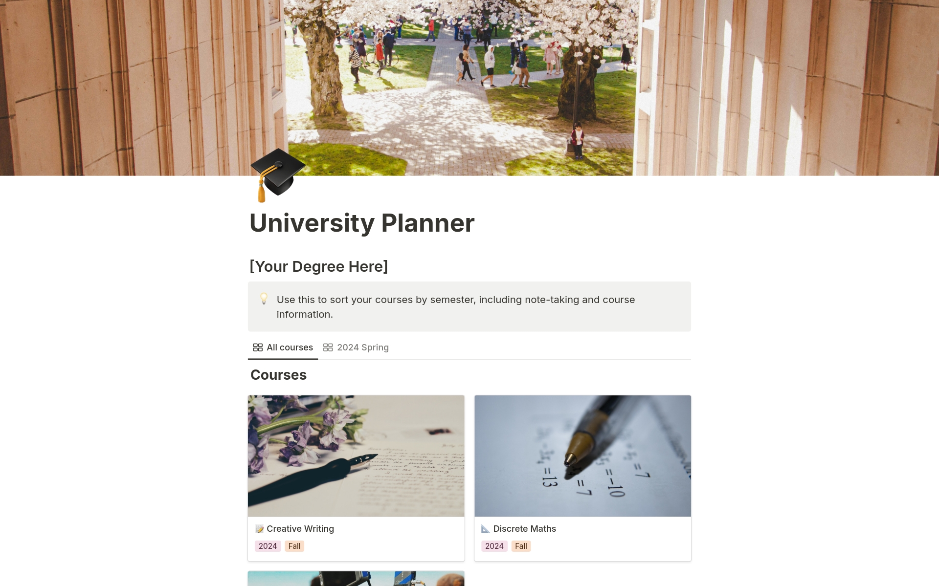 University Planner Template by Juicy Chu | Notion Marketplace