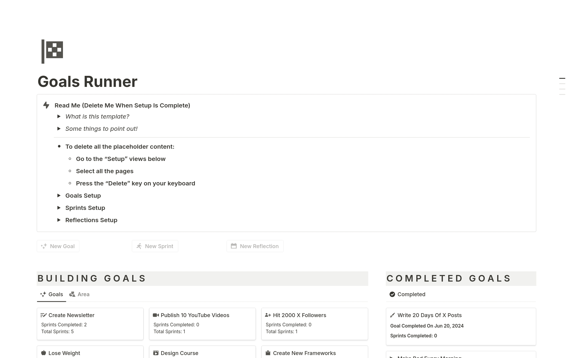 Goals Runner | Notion Template