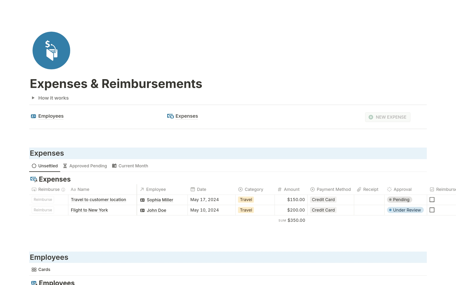 Employee Expense Reports | Notion Template