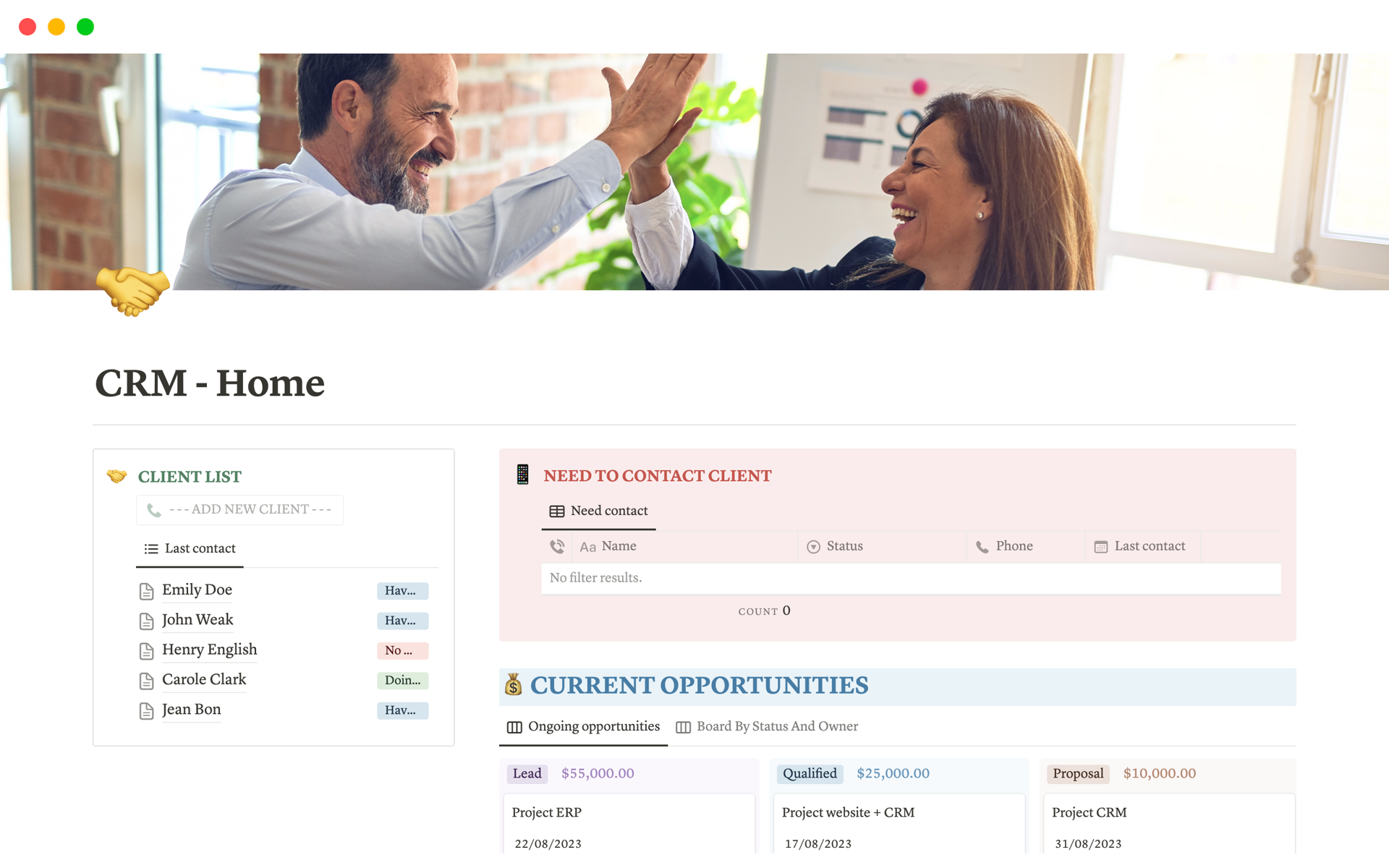 Simple CRM | Notion Template