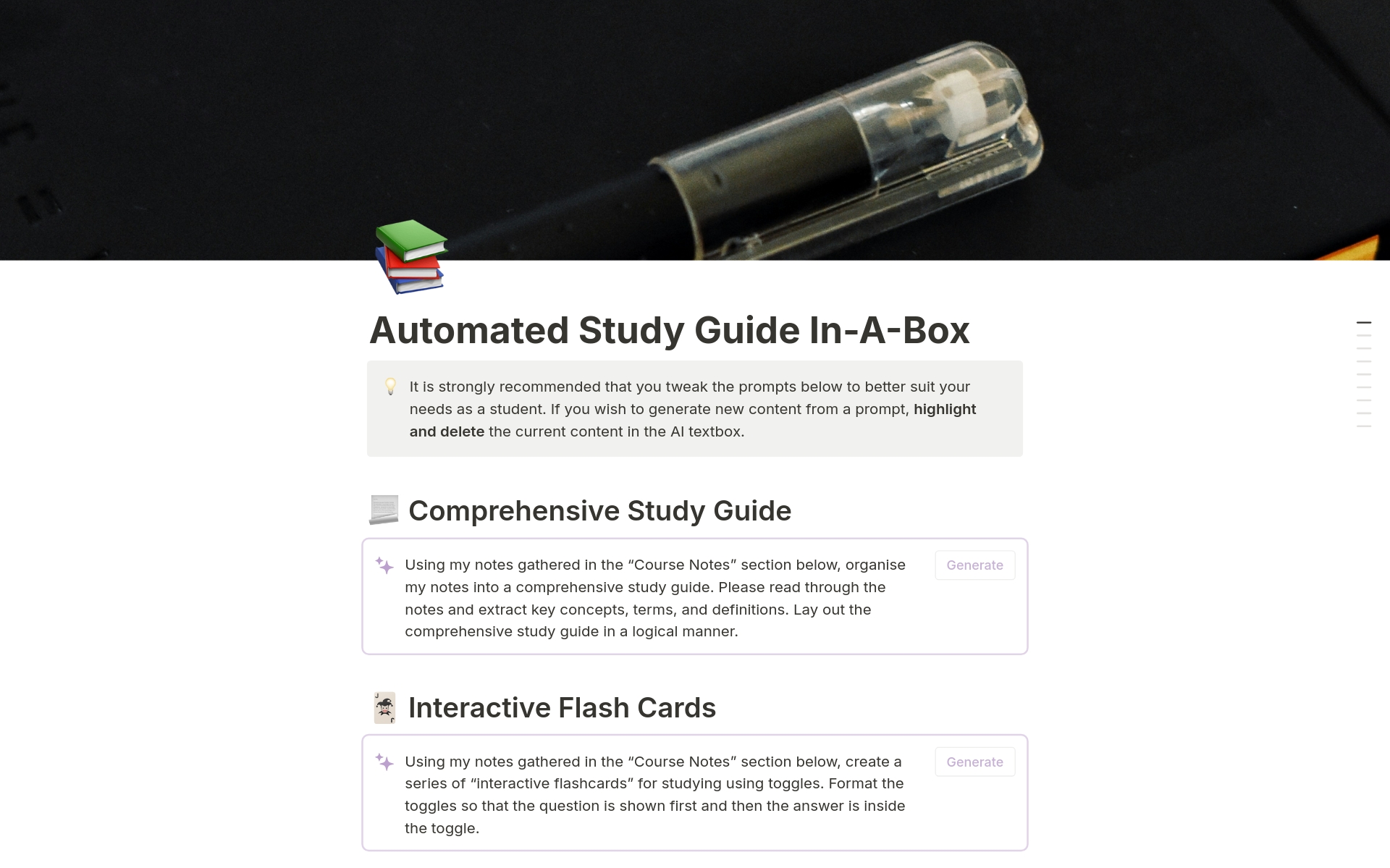 Automated Study Guide In-A-Box Template | Notion Marketplace