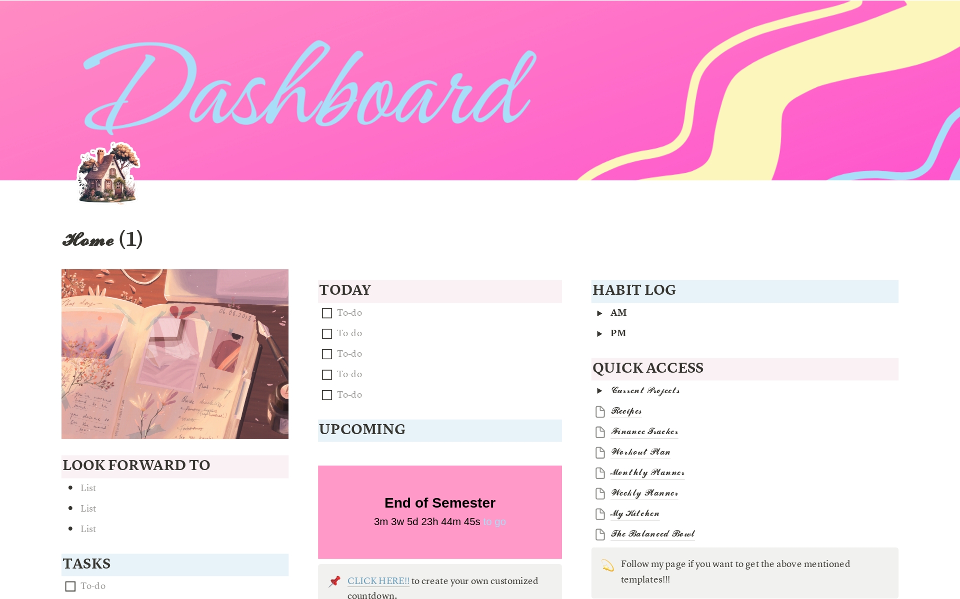 Pastel Themed Dashboard Template By Thespellcraftloft Notion Marketplace