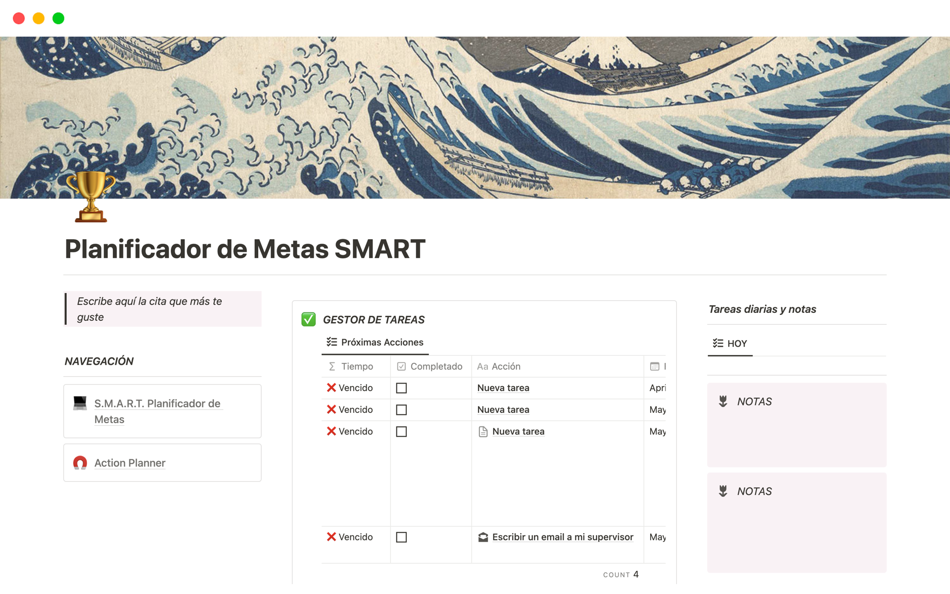 Plantilla Planificador de Metas SMART | Notion Marketplace
