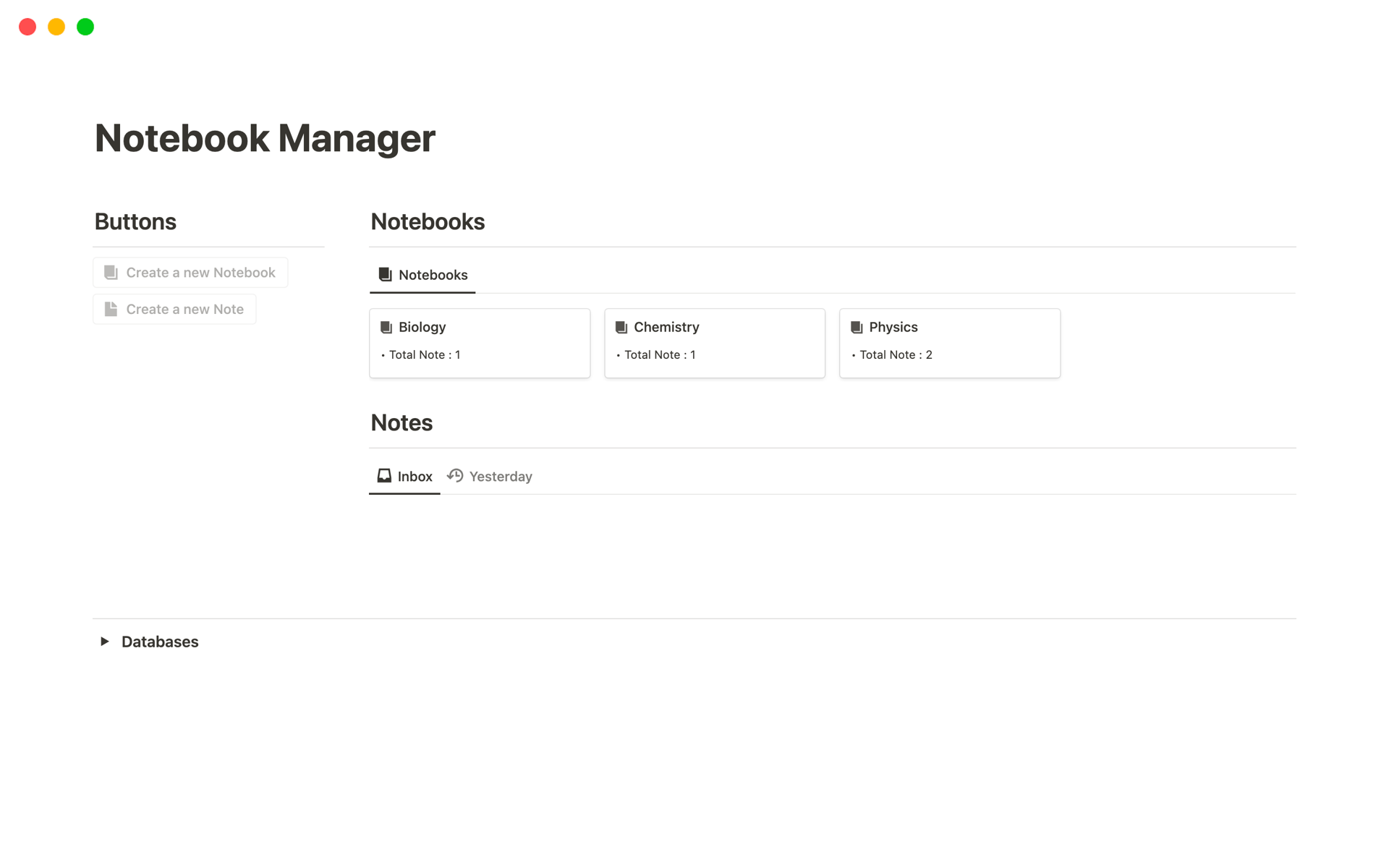 Notebook Manager | Notion Template
