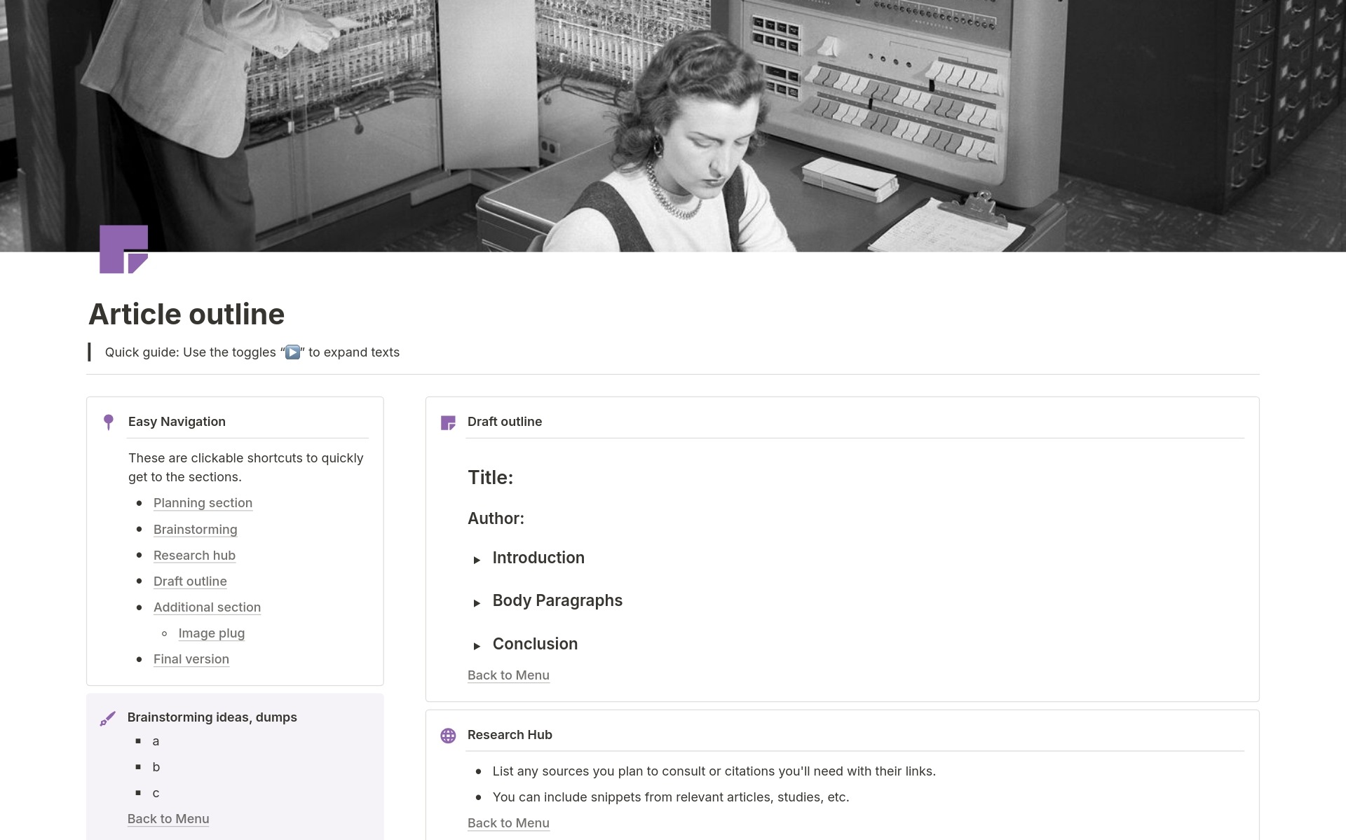 Article Outline Template by Productive Ruth | Notion Marketplace