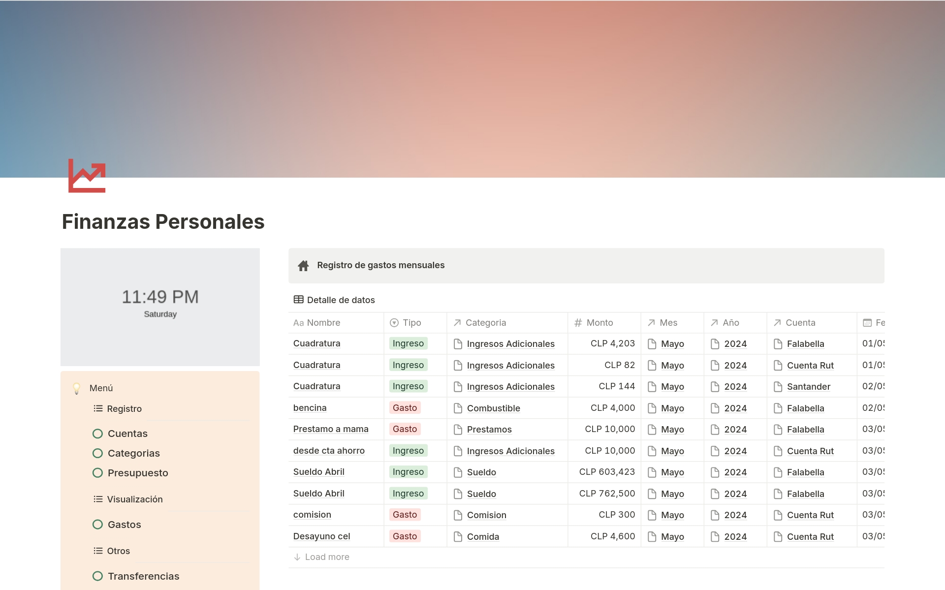 Finanzas Personales | Plantilla de Notion