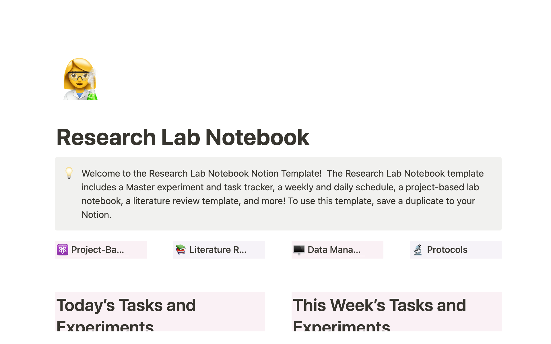 Research Lab Notebook | Notion Template